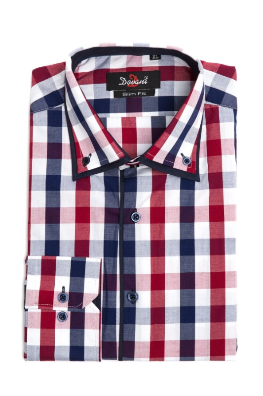 Camasa barbati slim in carouri F1 - DOVANI.ro