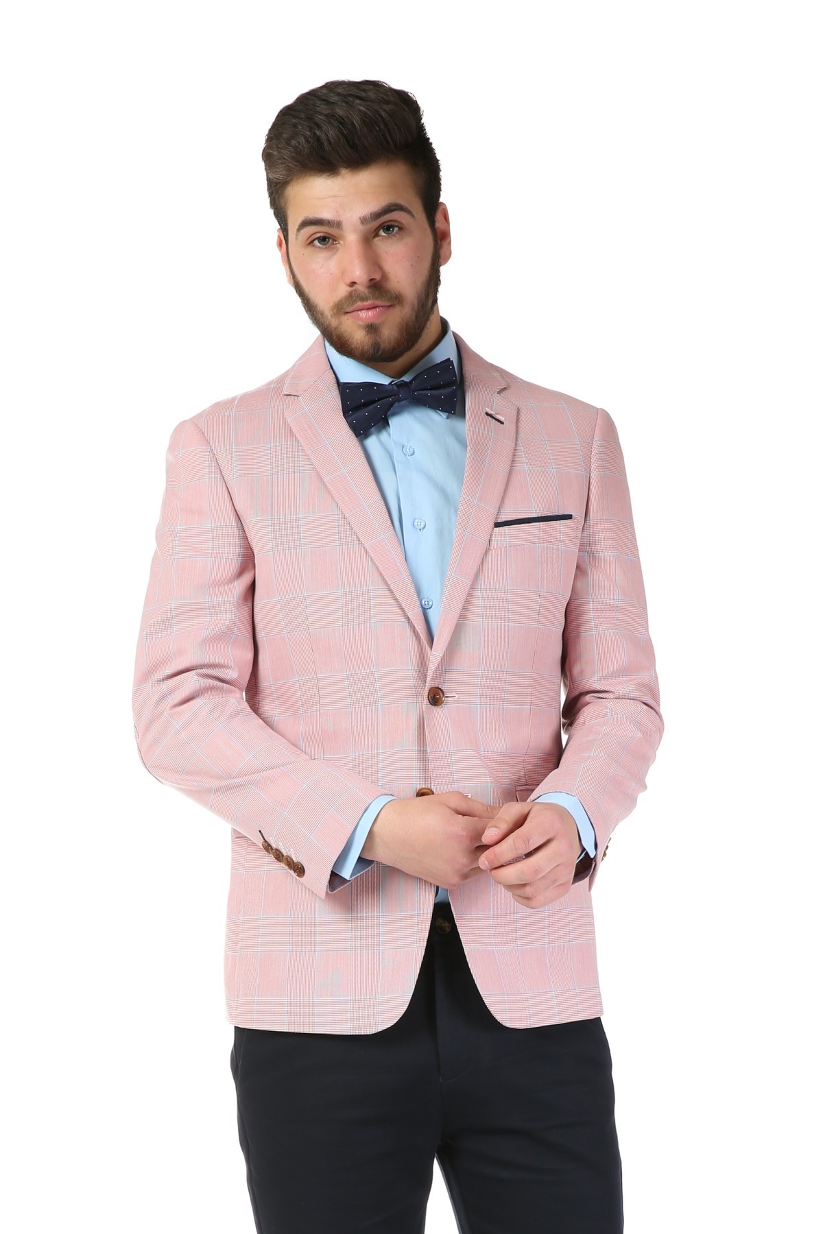 Sacou roz in carouri A696125-86 - DOVANI.ro