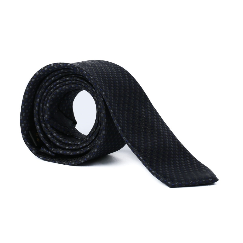 Cravata barbati neagra in carouri - DOVANI.ro
