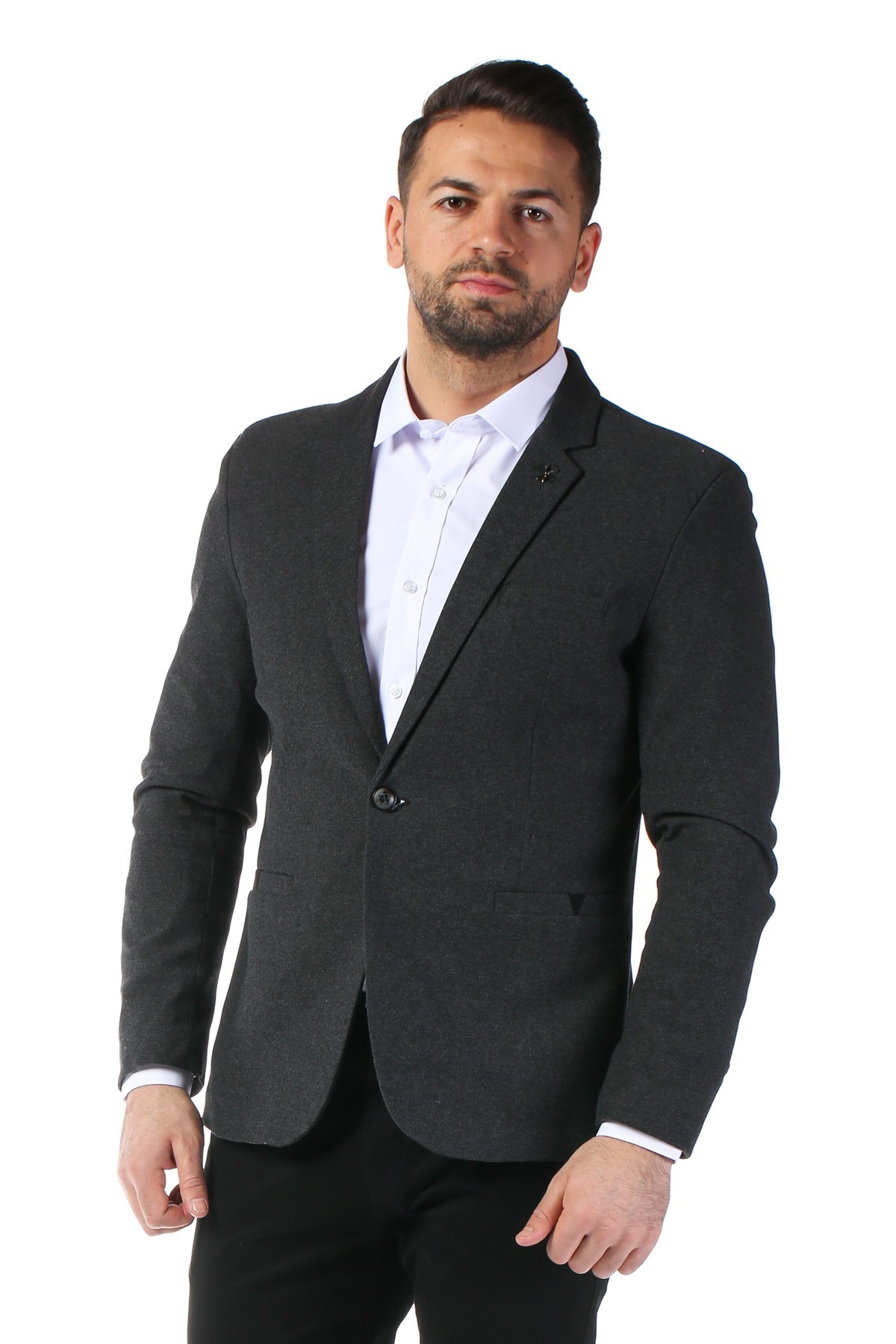 Sacou barbati gri inchis H427-1 - DOVANI.ro